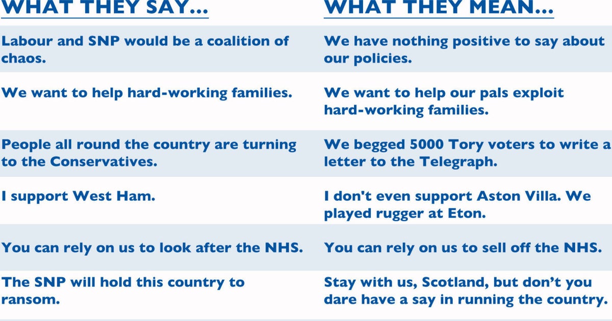What The Tories Say Vs What They Mean | HuffPost UK Comedy