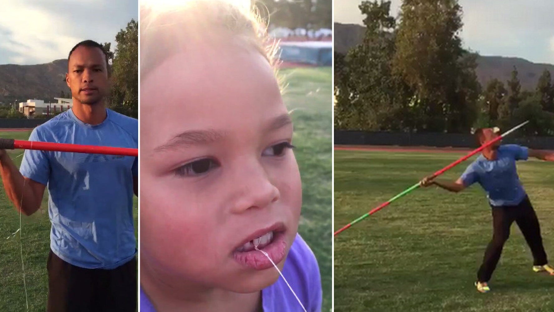 Olympic Gold Medallist Bryan Clay Removes His Daughter's Loose Tooth ...