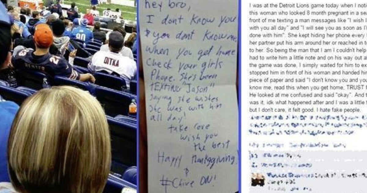 American Football Fan Spots Man's Pregnant Girlfiend Cheating Over Text ...