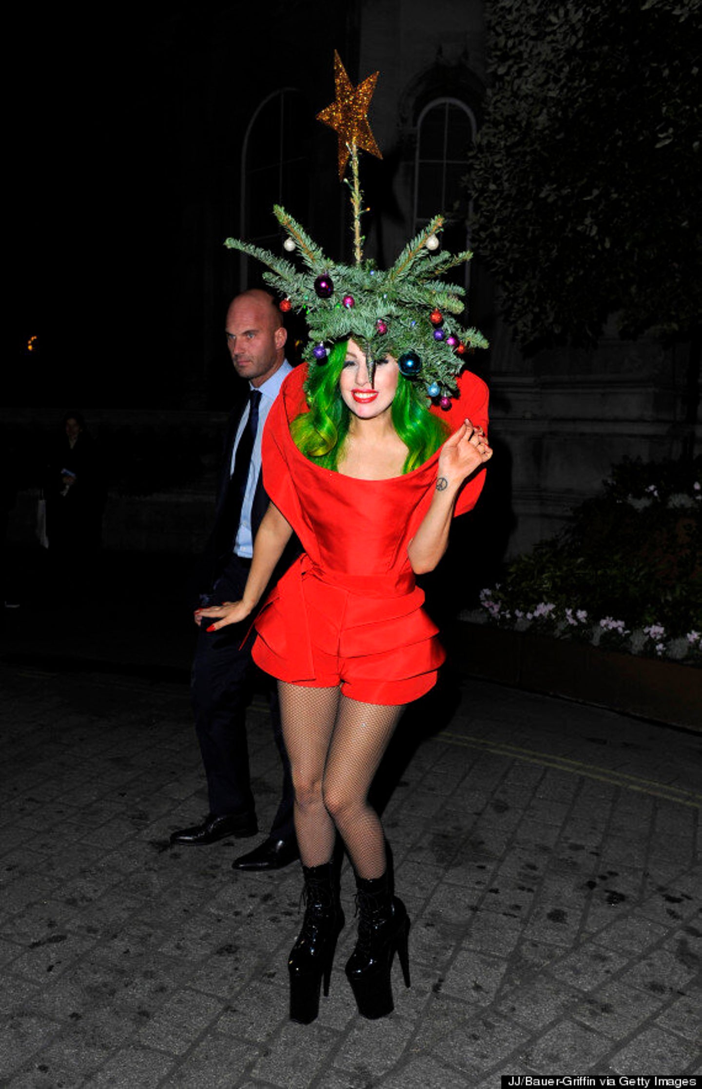 Lady Gaga Dresses Up As A Christmas Tree After Capital FM Jingle Bell ...