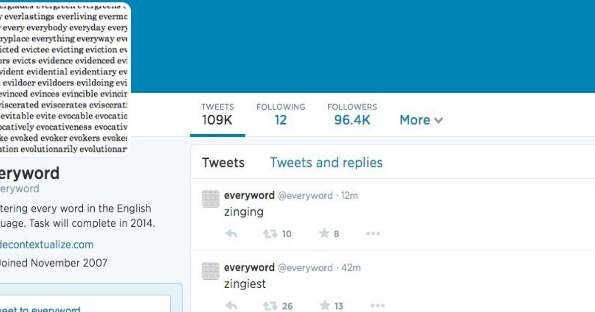 Twitter Account @everyword Has Been Tweeting Every Word In The English Language Since 2007 ...