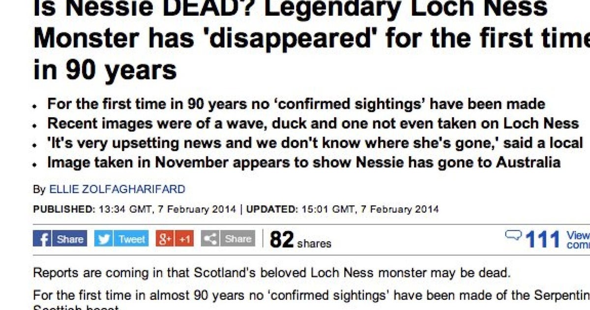 Is The Loch Ness Monster Dead Is This Newspaper Headline A Parody