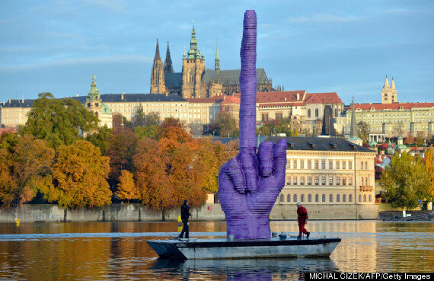 Czech Floating Finger Sculpture By David Cerny Gives Very Visible 'Up ...
