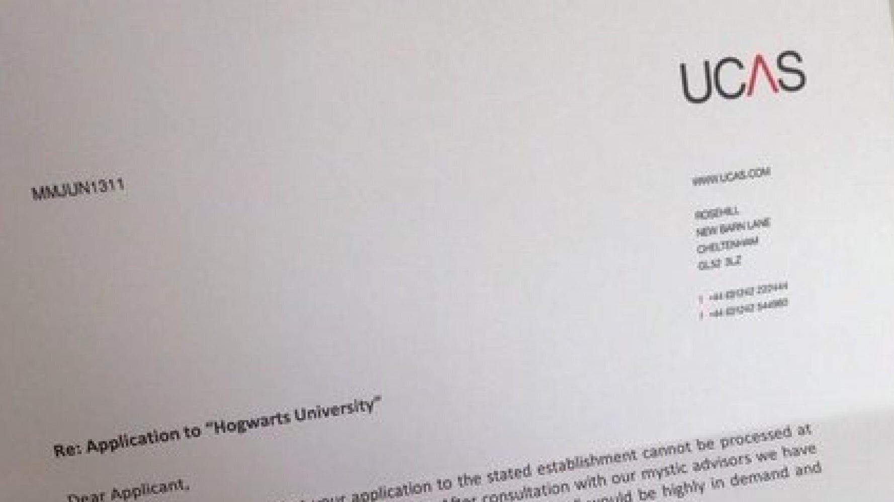 Student Applies To Hogwarts University, Gets Rejection Letter From UCAS ...
