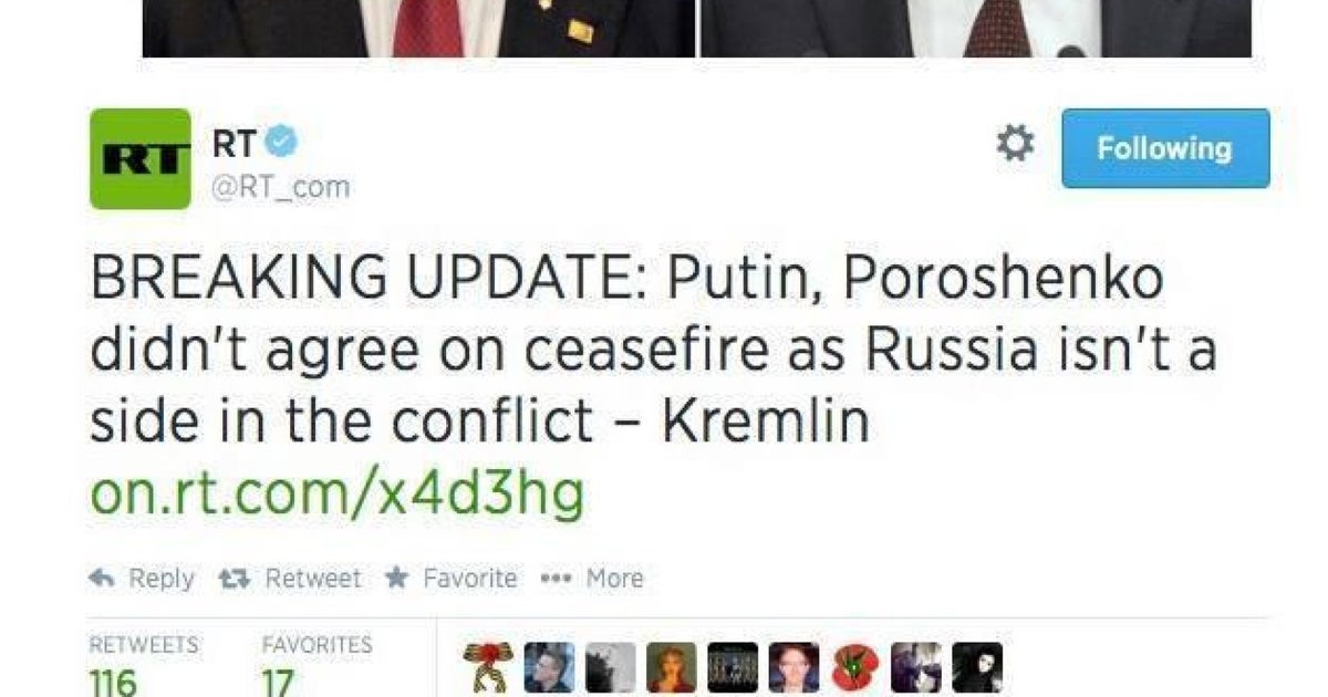 Russia Today 'Corrects' Tweet About Ukraine's War With Russia ...