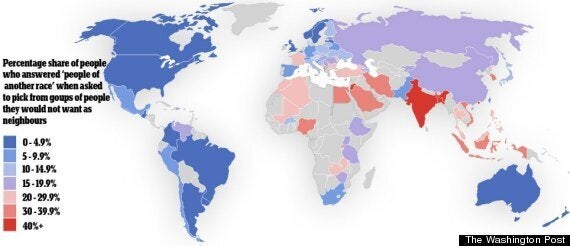 Racial Tolerance Map Shows Most And Least Racially Welcoming Countries ...