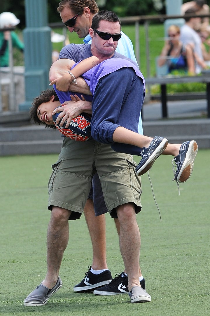 Hugh Jackman Plays Ball With His Son Oscar In New York Huffpost Uk News