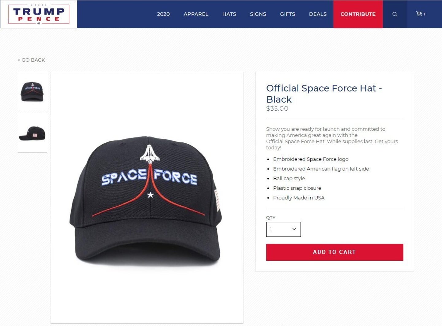 Trump Already Has His Space Force — On T-shirts His Campaign Sells At ...