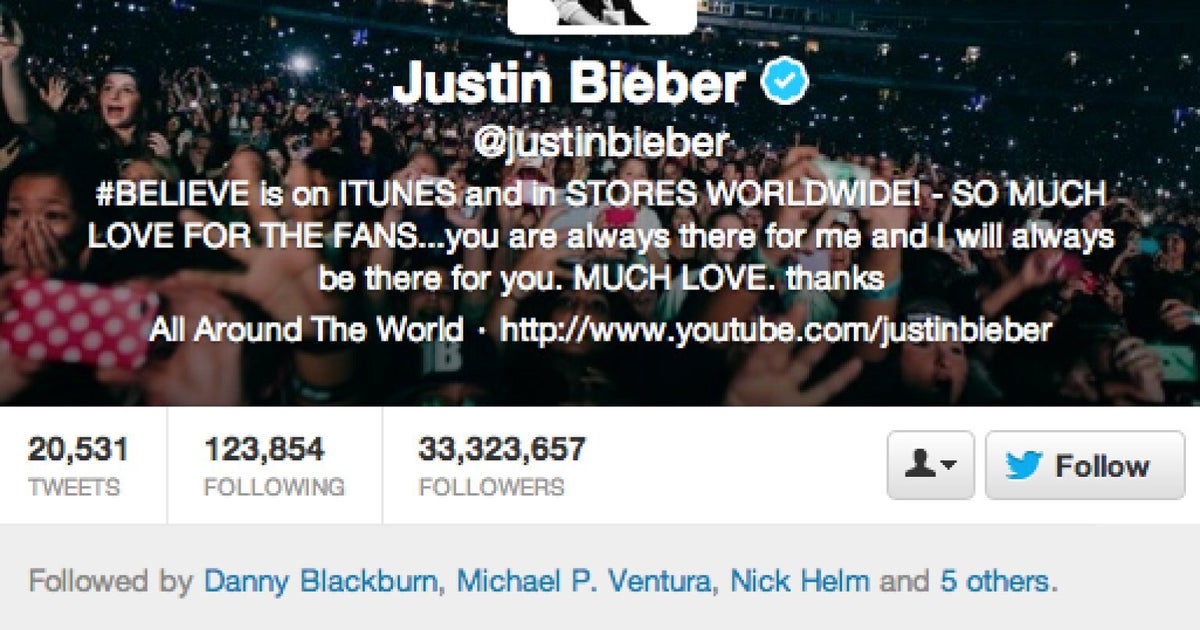 Justin Bieber Is Most Followed Person On Twitter, Gaga Drops To Second ...