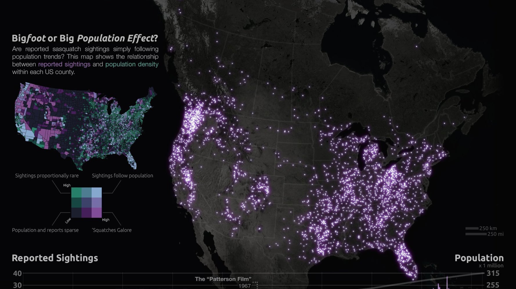 Bigfoot Map Shows Every USA Sighting Of Sasquatch In 92 Years ...