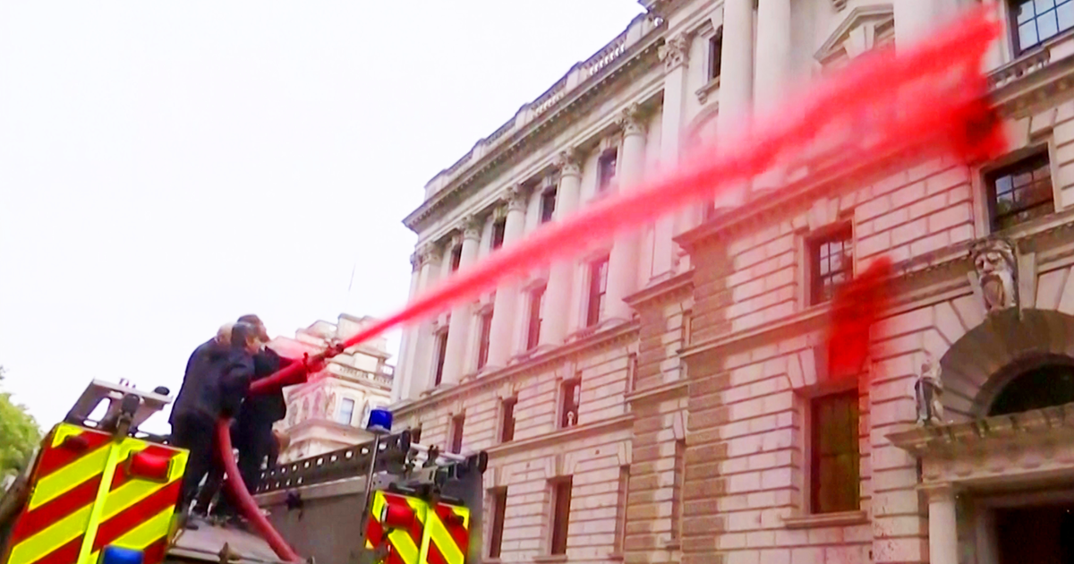 Extinction Rebellion Spray The Treasury With Red Paint In Protest ...