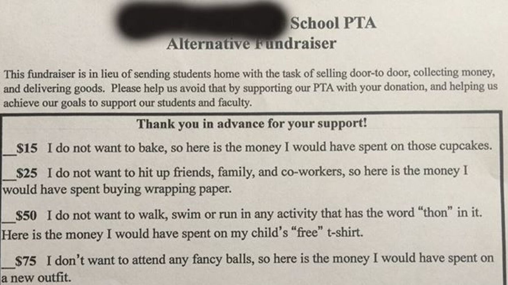 Funny School PTA Form Proves Teachers Have A Sense Of Humour | HuffPost ...