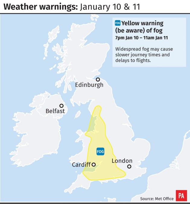 In Graphics: Heavy Fog Weather Warning For Parts Of UK | HuffPost UK