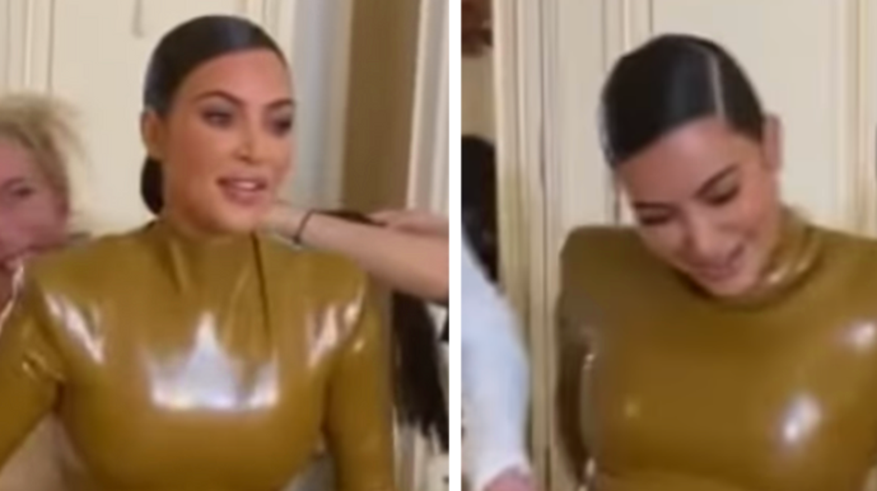 Kim Kardashian Cursing As She Squeezes Into A Latex Suit Is Pure Comic ...