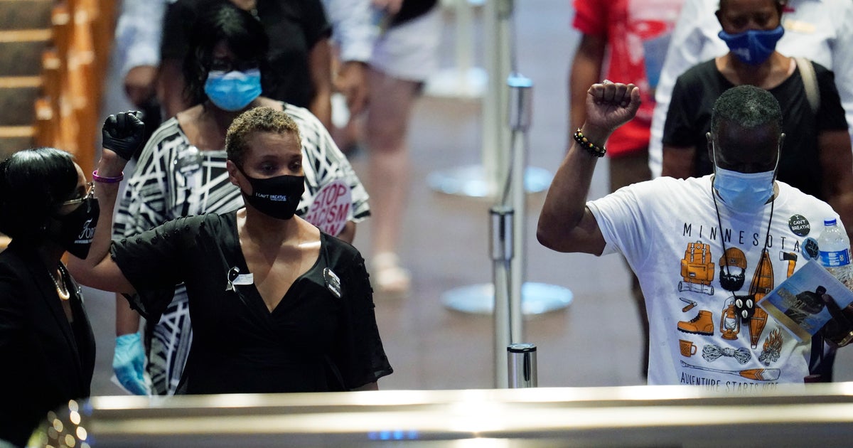 Mourners In Masks, Fists Raised, Pay Their Respects To George Floyd In ...