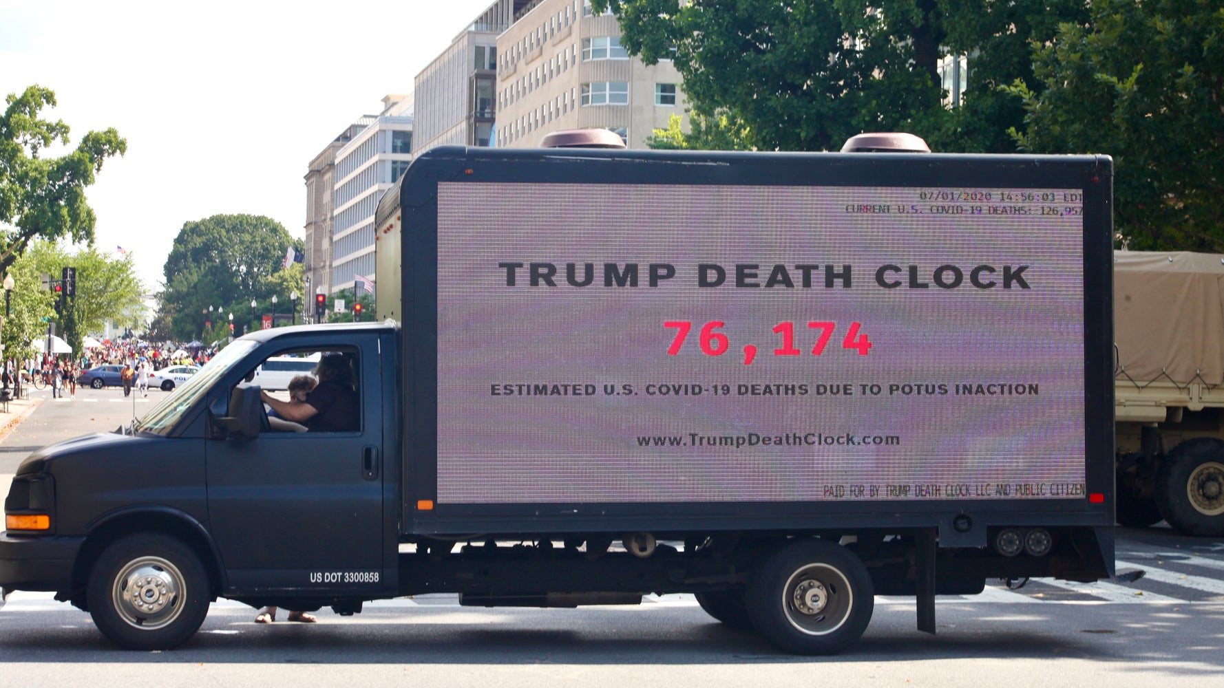 Truck Showing Trump 'Death Clock' For Coronavirus Circles White House ...