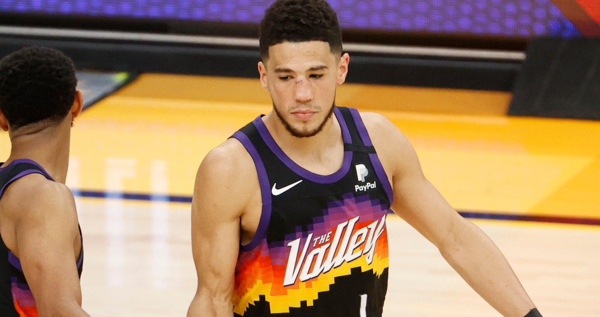 Twitter Users Amazed At Devin Booker Playing After Busting His Nose In ...