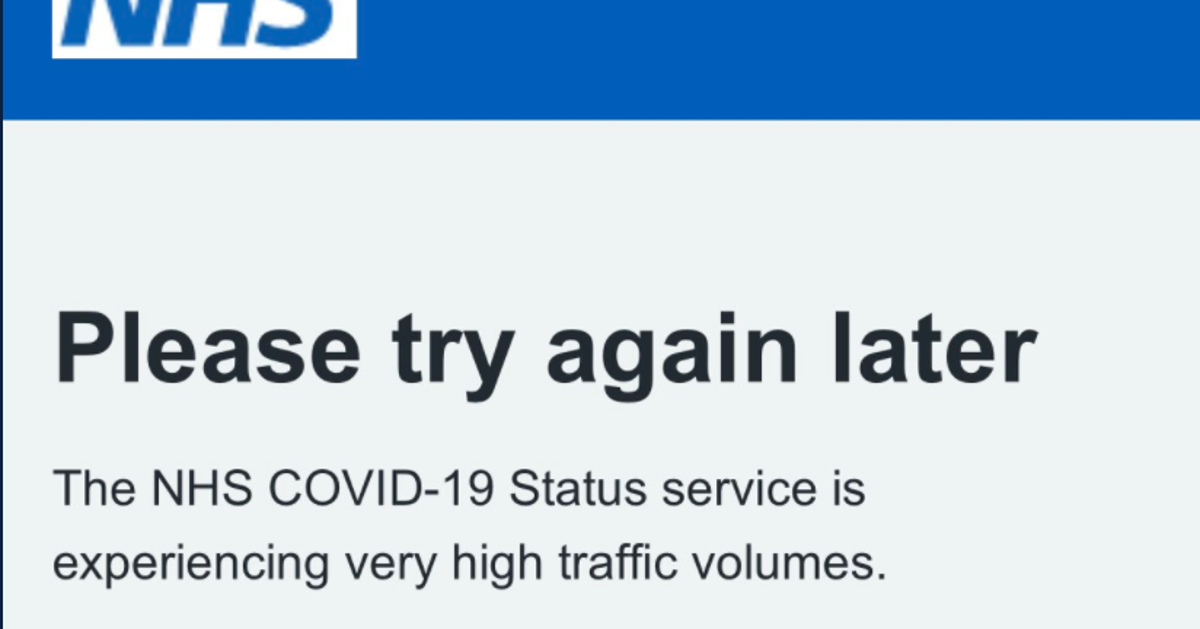 NHS Covid App Goes Down As Users Are Unable To Access Their Online Pass ...