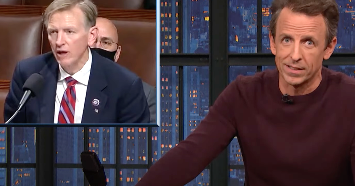 Seth Meyers Spots ‘Dumbest’ GOP Defense Of Rep. Paul Gosar’s Murder ...