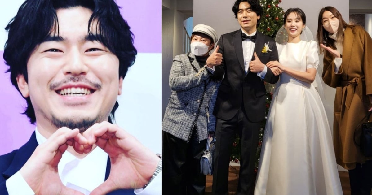 Park Na-rae received a bouquet as her hair at the wedding of Si-eon Lee ...