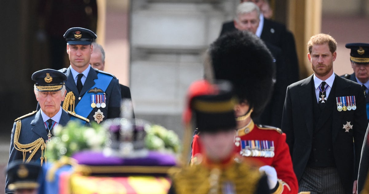 Harry, William And Charles Walk Behind The Queen's Coffin In Gut ...