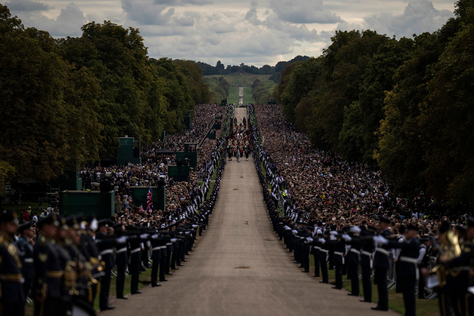 Prince George, Princess Charlotte Solemnly Walk Behind Queen Elizabeth ...