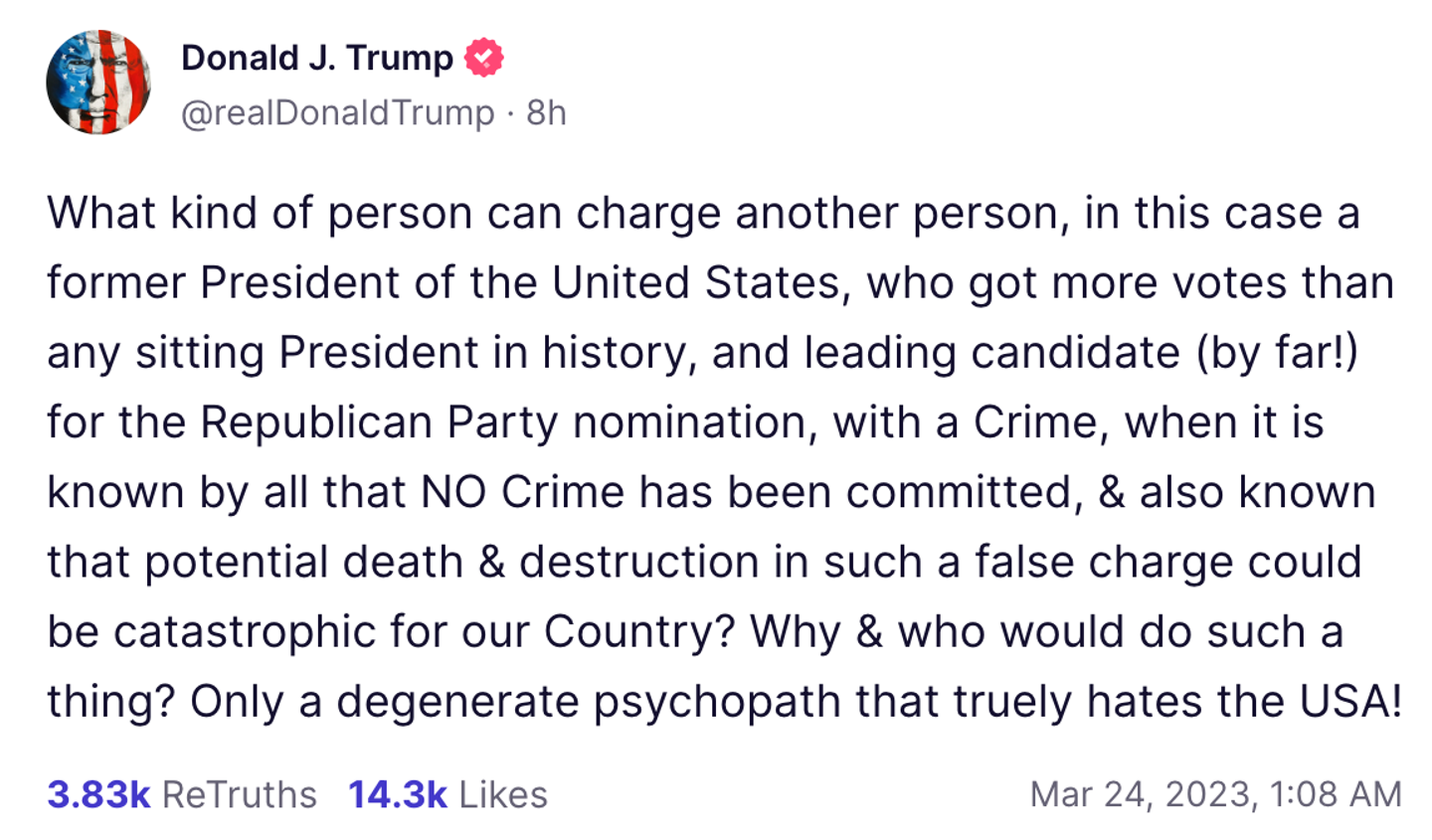 Trump Issues Warning Of 'Potential Death And Destruction' If He's ...