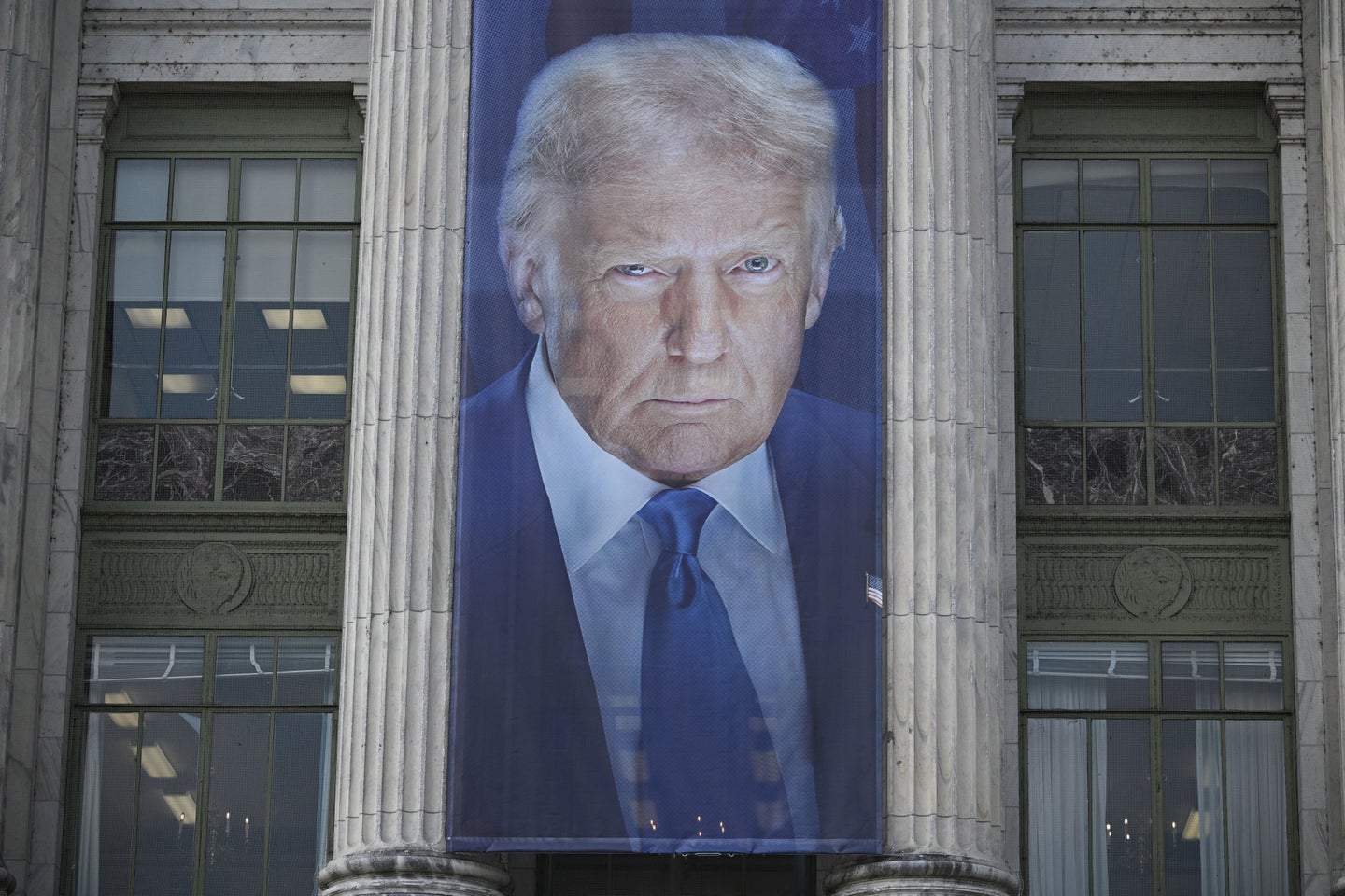 ‘Big Donald Is Watching You’: MSNBC Host Mocks Gigantic Banner Of Trump ...