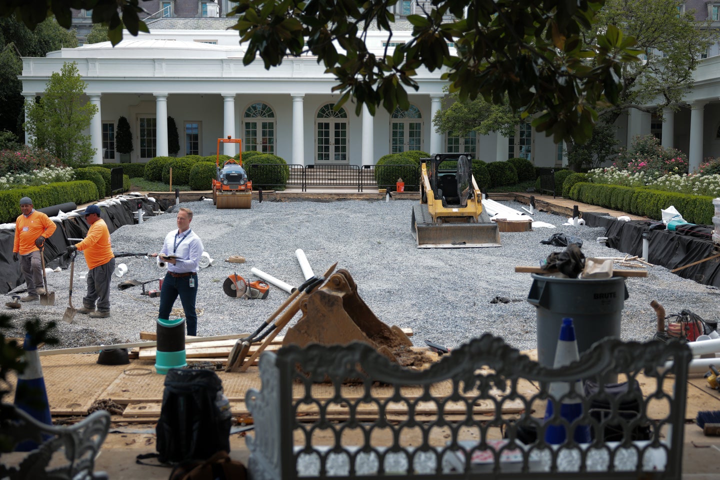 New Photos Show Gravel Laid Over White House Rose Garden As Trump Reno Takes Root | HuffPost ...