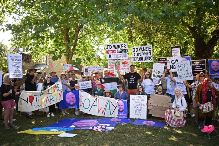 British Protesters Hold 'Not Welcome' Party For JD Vance | HuffPost ...