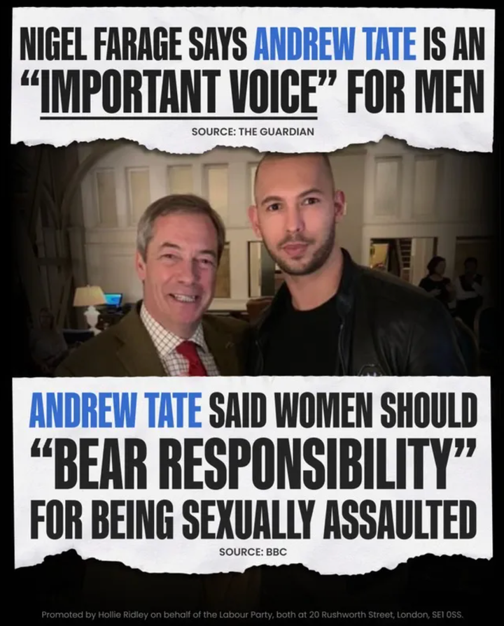 Nigel Farage Accused Of Supporting Andrew Tate In Labour Ad | HuffPost ...