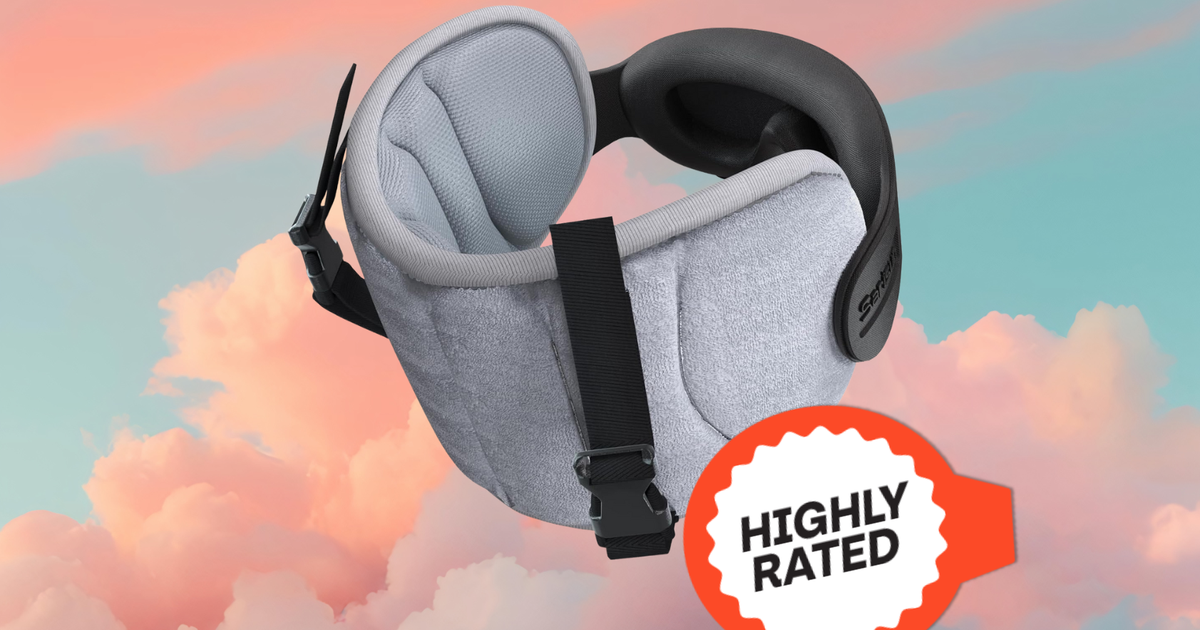 This Travel Pillow Has A Headrest & Eye Mask For Total Comfort ...
