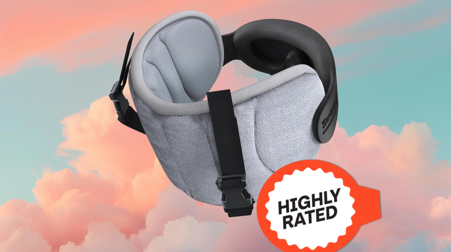 This Travel Pillow Has A Headrest & Eye Mask For Total Comfort ...