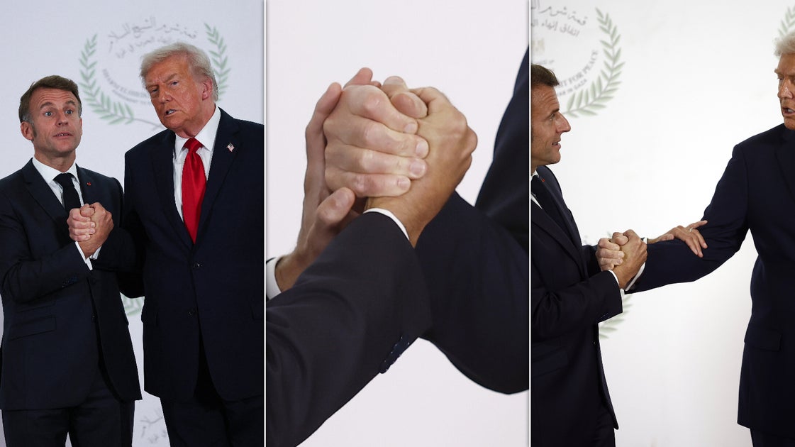 Trump Refuses To Let Go Of Macron During Aggressively Long Handshake At ...