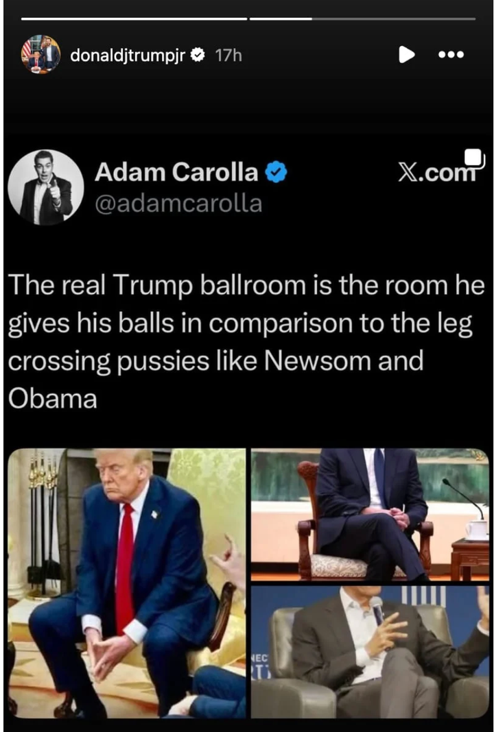 Donald Trump Jr. Shares Admiration For His Father's Nether Regions ...