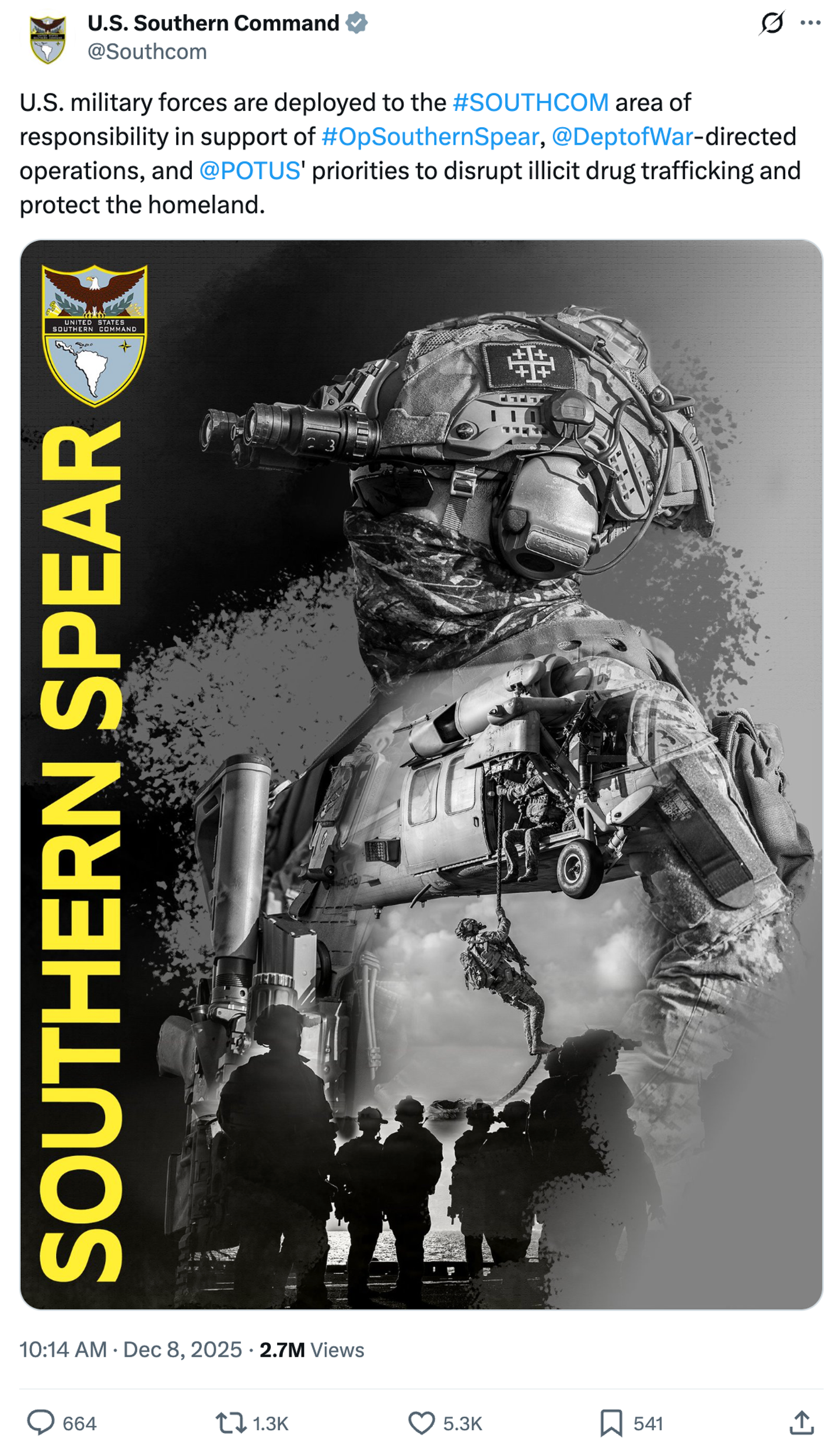 U.S. Military Features Cross In Caribbean Missile Strikes Post ...